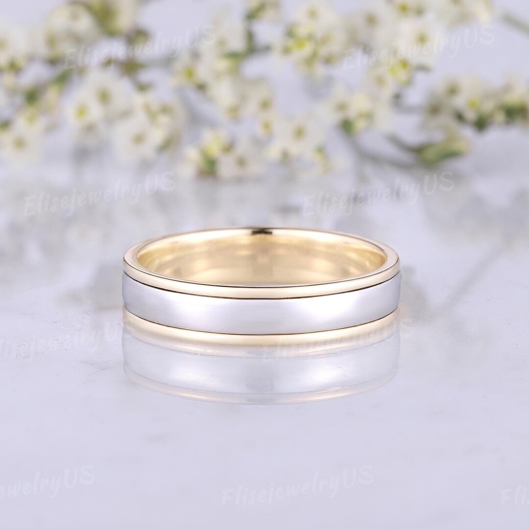 Unique Two Tone Mens Ring Mens Wedding Band Mixed Metals Ring Couple ...