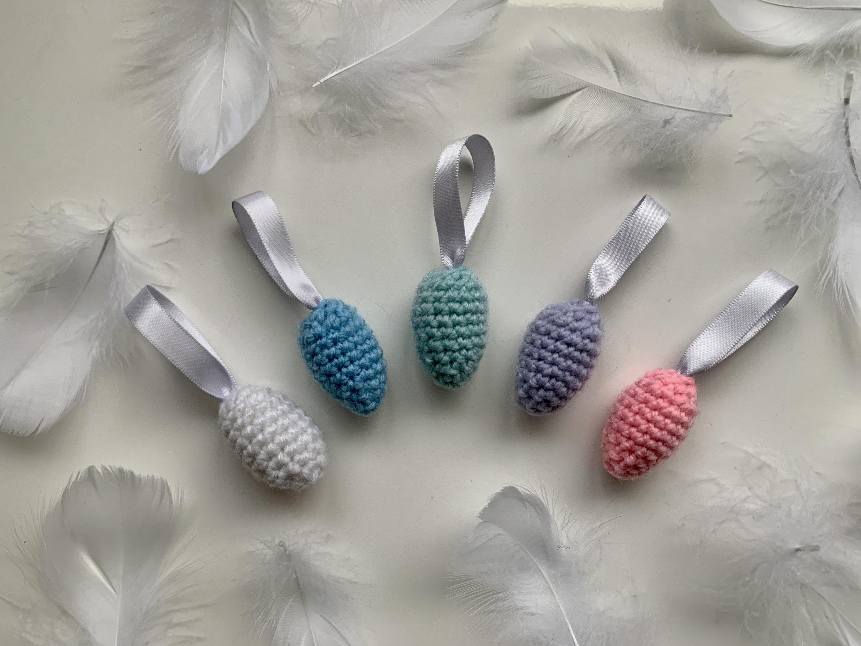 Mini Pastel Easter Eggs, Set of 5, Hanging Ornaments, Easter Decoration ...