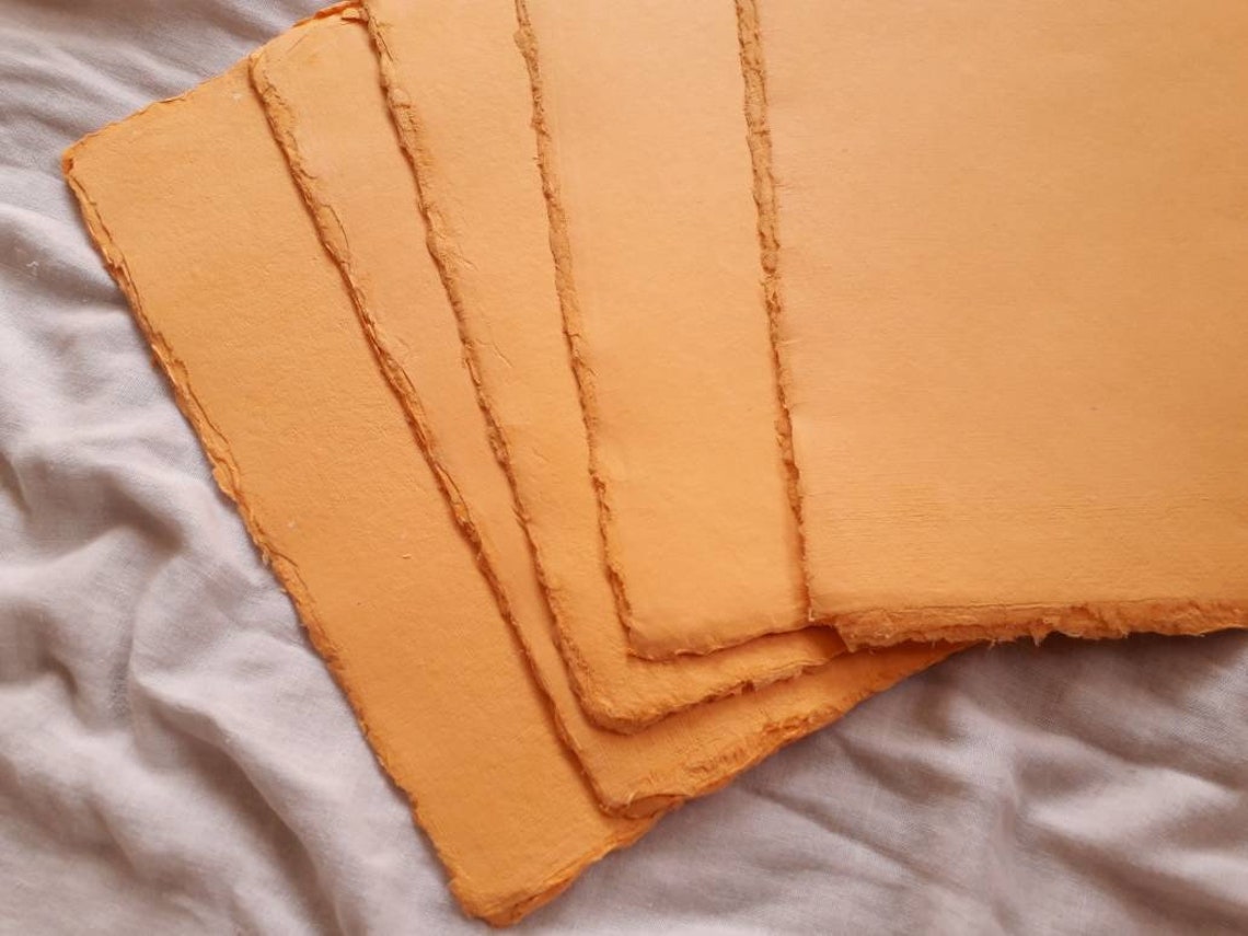 A4 Orange cotton rag handmade paper 20 X 30 cm 200gsm 100% | Etsy