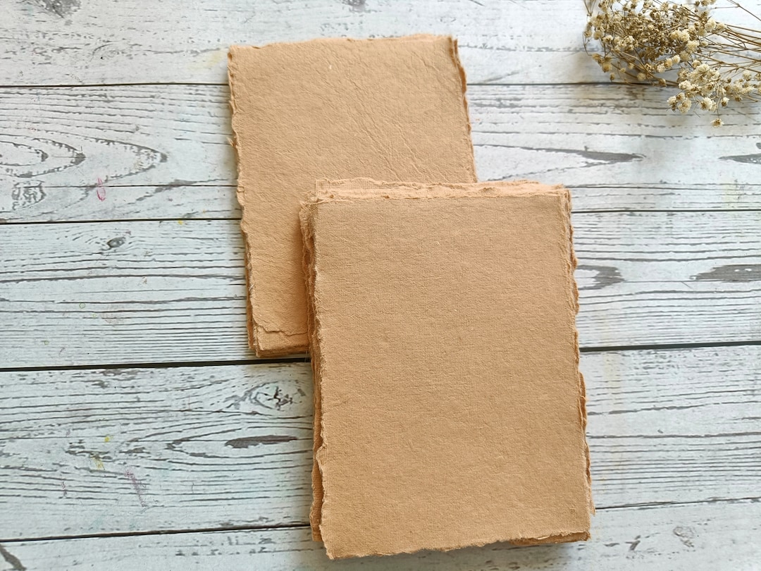 A5 Light Brown Color Handmade Paper, 200 Gsm 100% Cotton Rag Sheets ...
