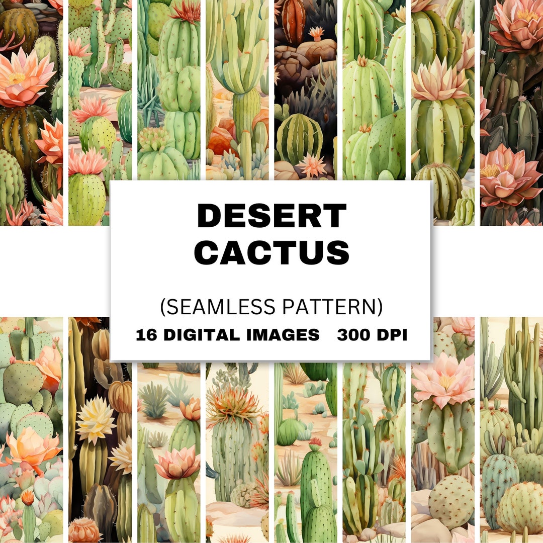 Desert Cactus SEAMLESS Patterns Printable Digital Paper 16 - Etsy