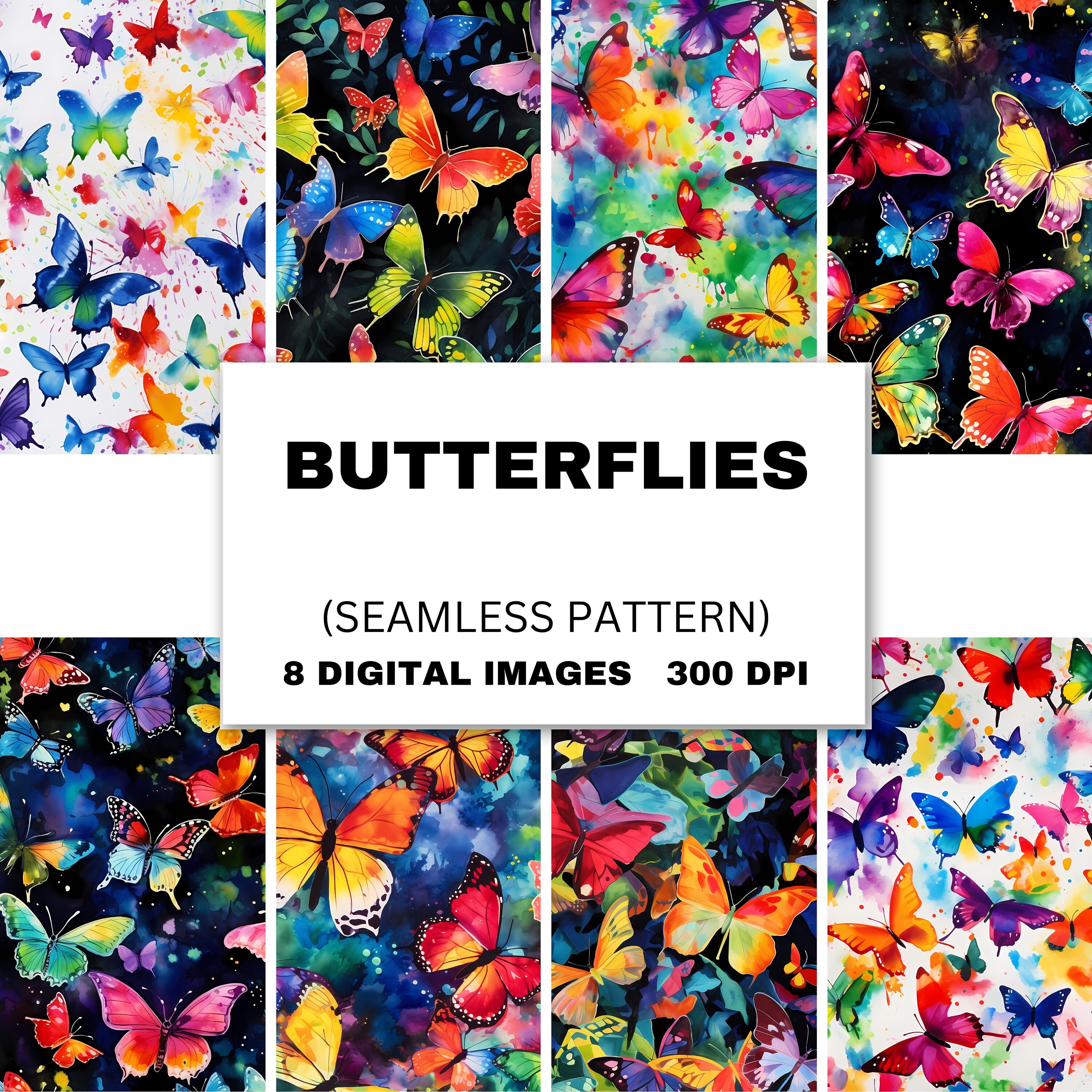 Butterflies SEAMLESS Patterns Printable Digital Paper 8 - Etsy