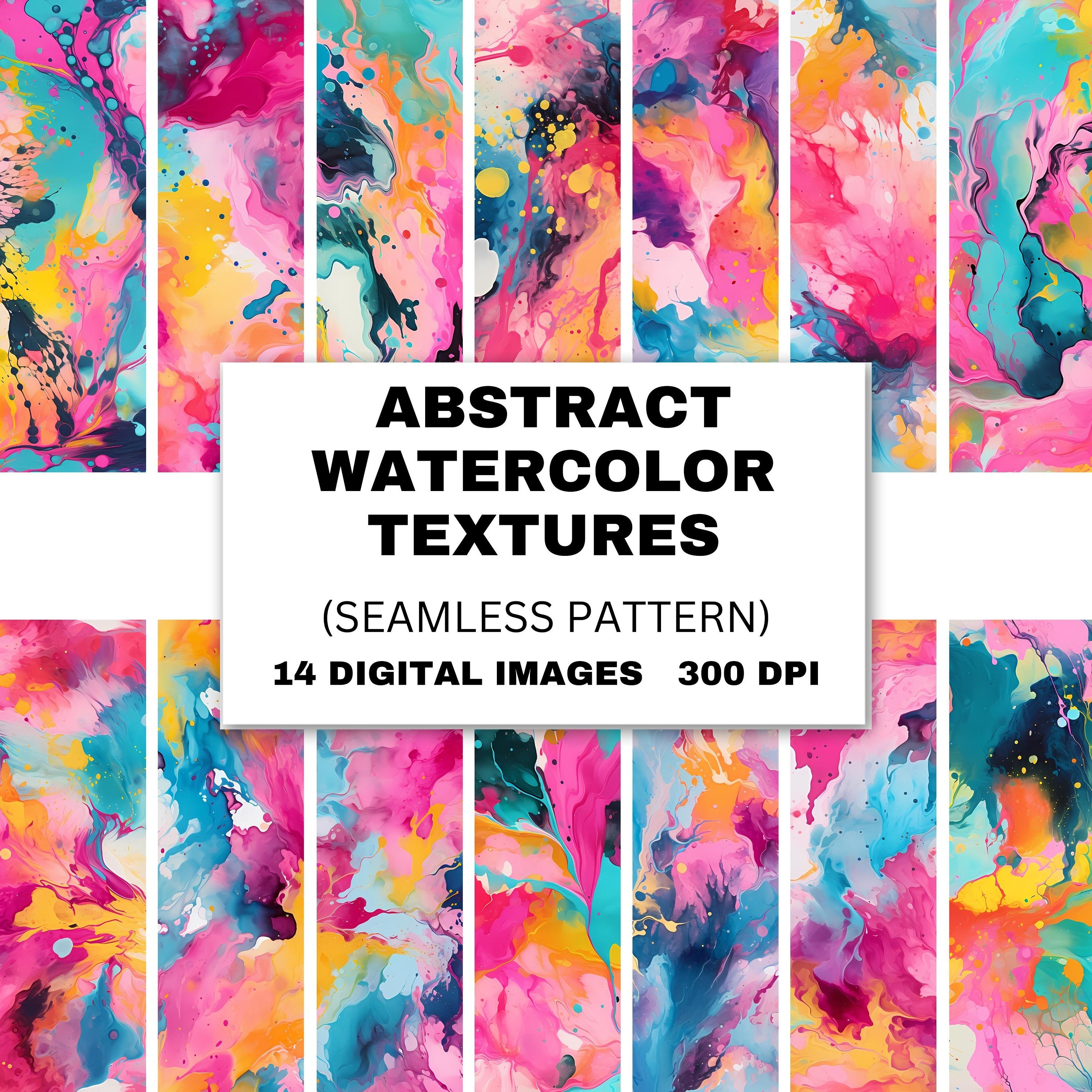 Abstract Watercolor Textures SEAMLESS Patterns Colorful Digital Paper ...