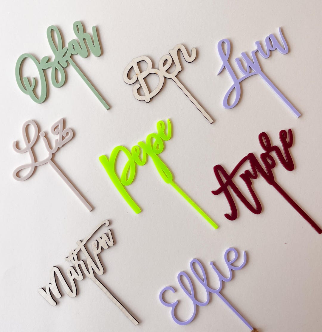 Name Tag Cursive | Personalized Cake Topper | Motif Tag for Birthday ...