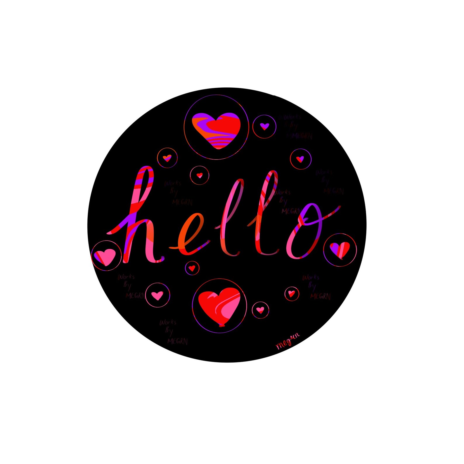 Hello With Hearts Digital Print - Etsy