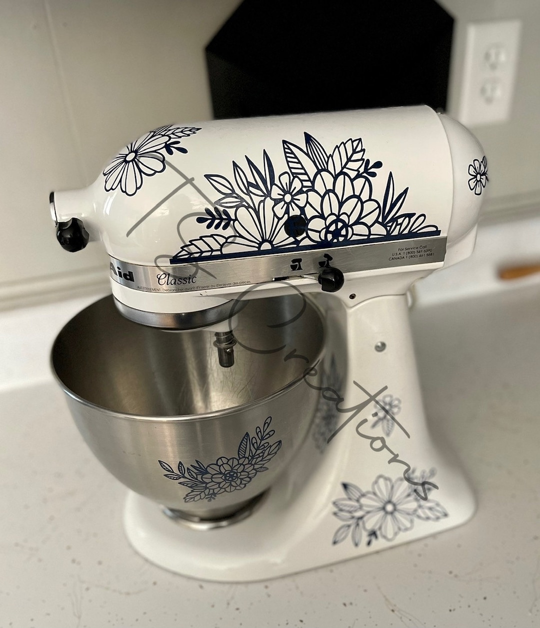 Floral Inspired Design Kitchenaid Mixer Decal Sticker| Kitchen Mixer ...