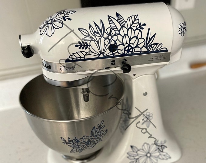 Floral Inspired Design Kitchenaid Mixer Decal Sticker| Kitchen Mixer ...