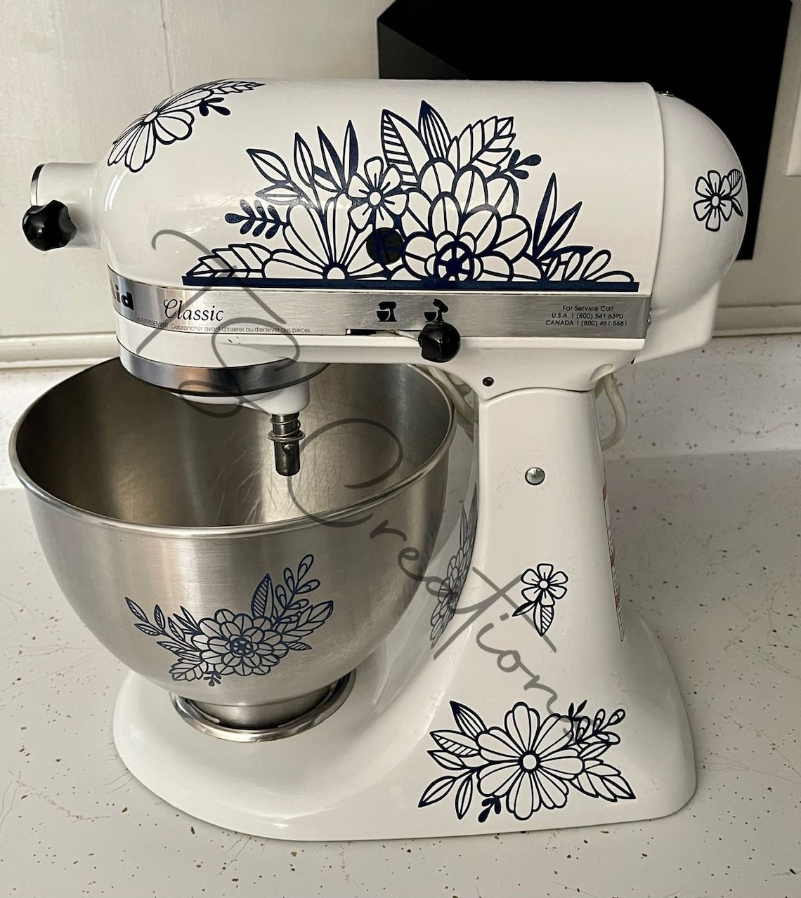Floral Inspired Design Kitchenaid Mixer Decal Sticker Kitchen - Etsy