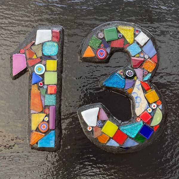 Mosaic House Number - Etsy UK