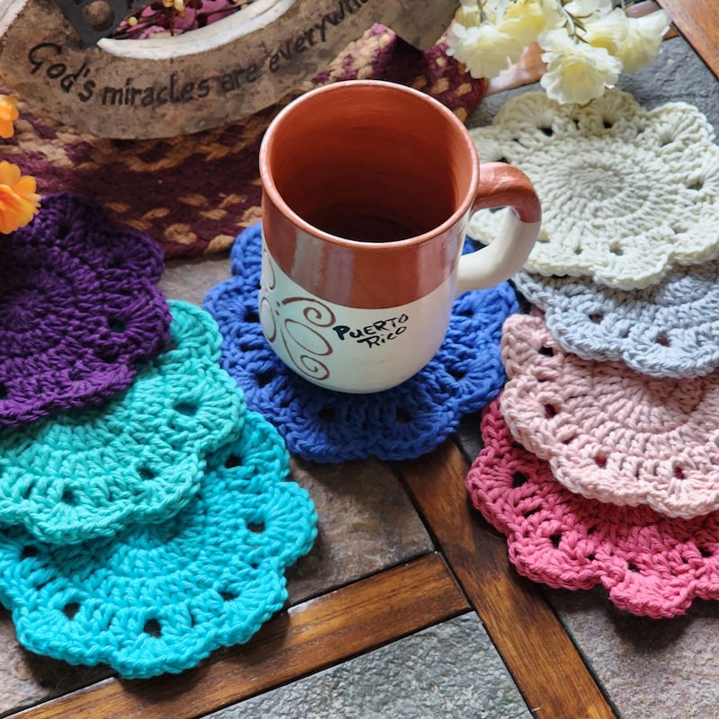 Crochet Coaster Set - Etsy
