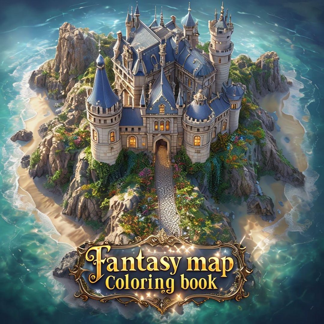 Fantasy Map Coloring Pages - Adult and Kids Coloring Book, Fantasy ...