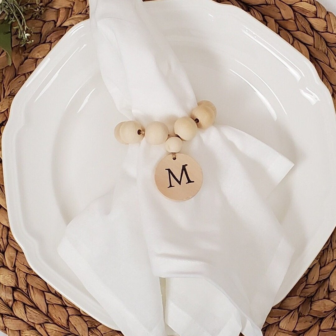 Monogram Beaded Napkin Ring, Personalized Napkin Ring, Custom Napkin ...
