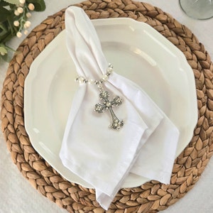 Cross Napkin Ring, Religious Silver Napkin Holder, Christian Home Decor ...