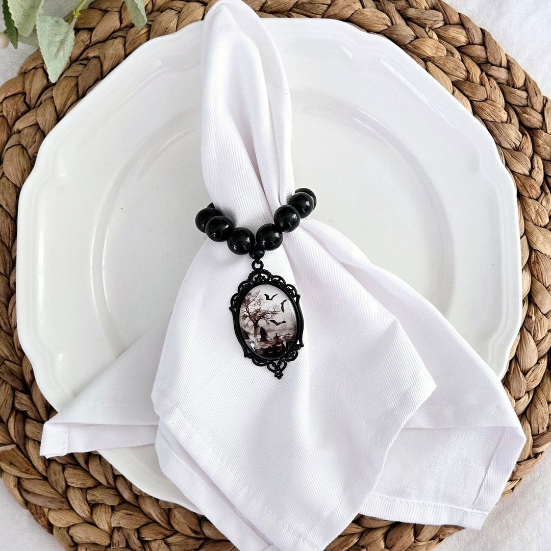 Halloween Napkin Ring for Haunted House Table, Ghost Napkin Holder ...