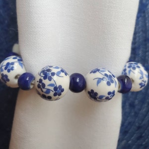 100 Blue and White Floral Napkin Ring, Lot of 100 Napkin Rings, Ceramic ...