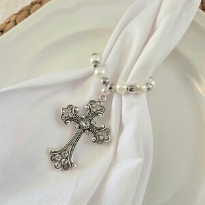 Cross Napkin Ring, Religious Silver Napkin Holder, Christian Home Decor ...