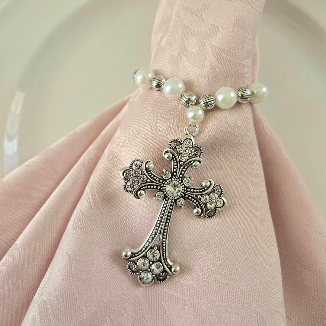 Cross Napkin Ring, Religious Silver Napkin Holder, Christian Home Decor ...