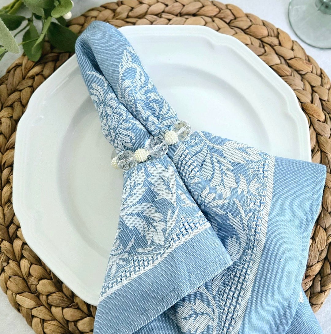 Pearl & Glass Napkin Ring, Glass Beaded Napkin Holder, Wedding Table ...