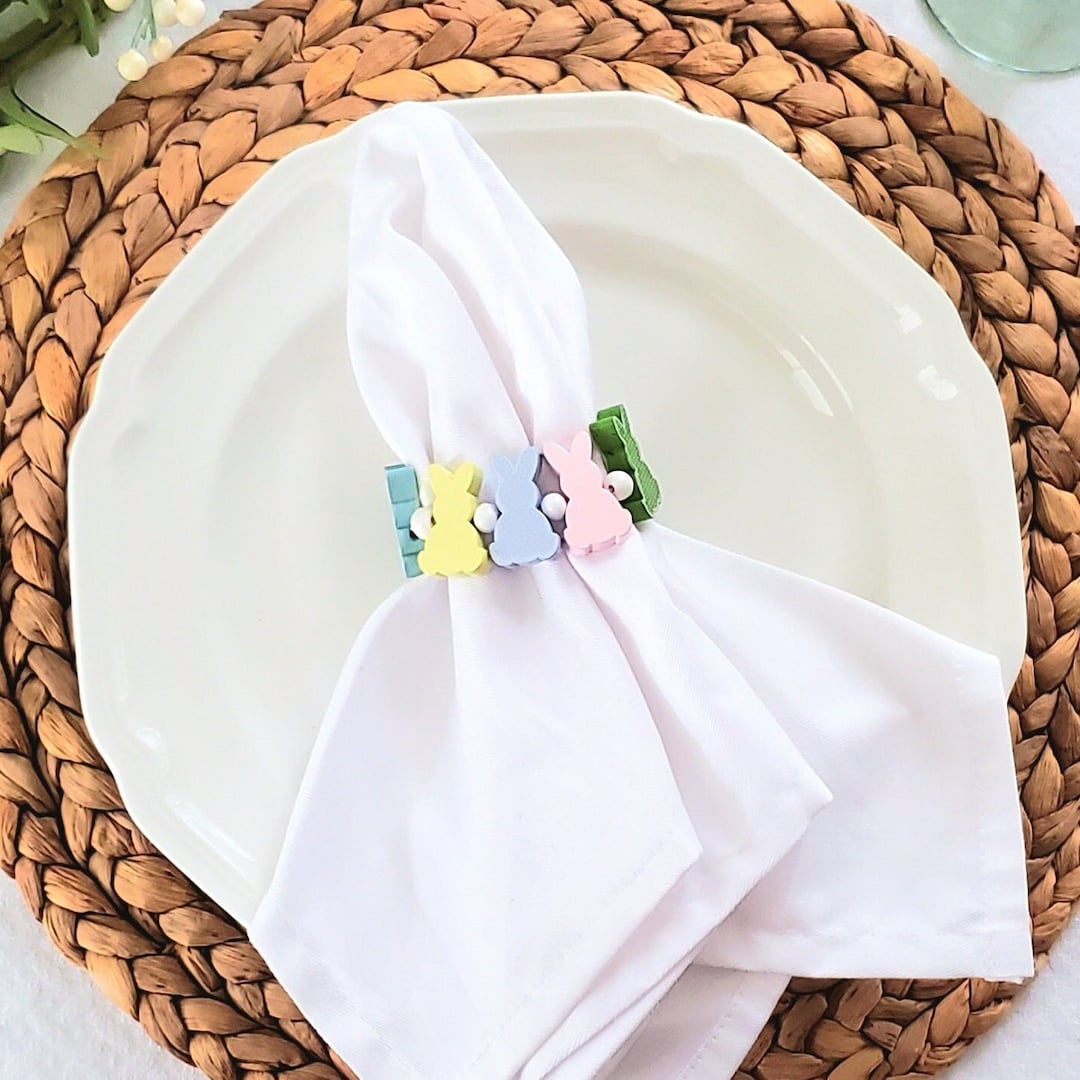 Easter Bunny Napkin Rings, Pastel Easter Beaded Napkin Holders ...