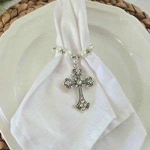 Cross Napkin Ring, Religious Silver Napkin Holder, Christian Home Decor ...