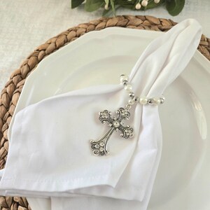 Cross Napkin Ring, Religious Silver Napkin Holder, Christian Home Decor ...