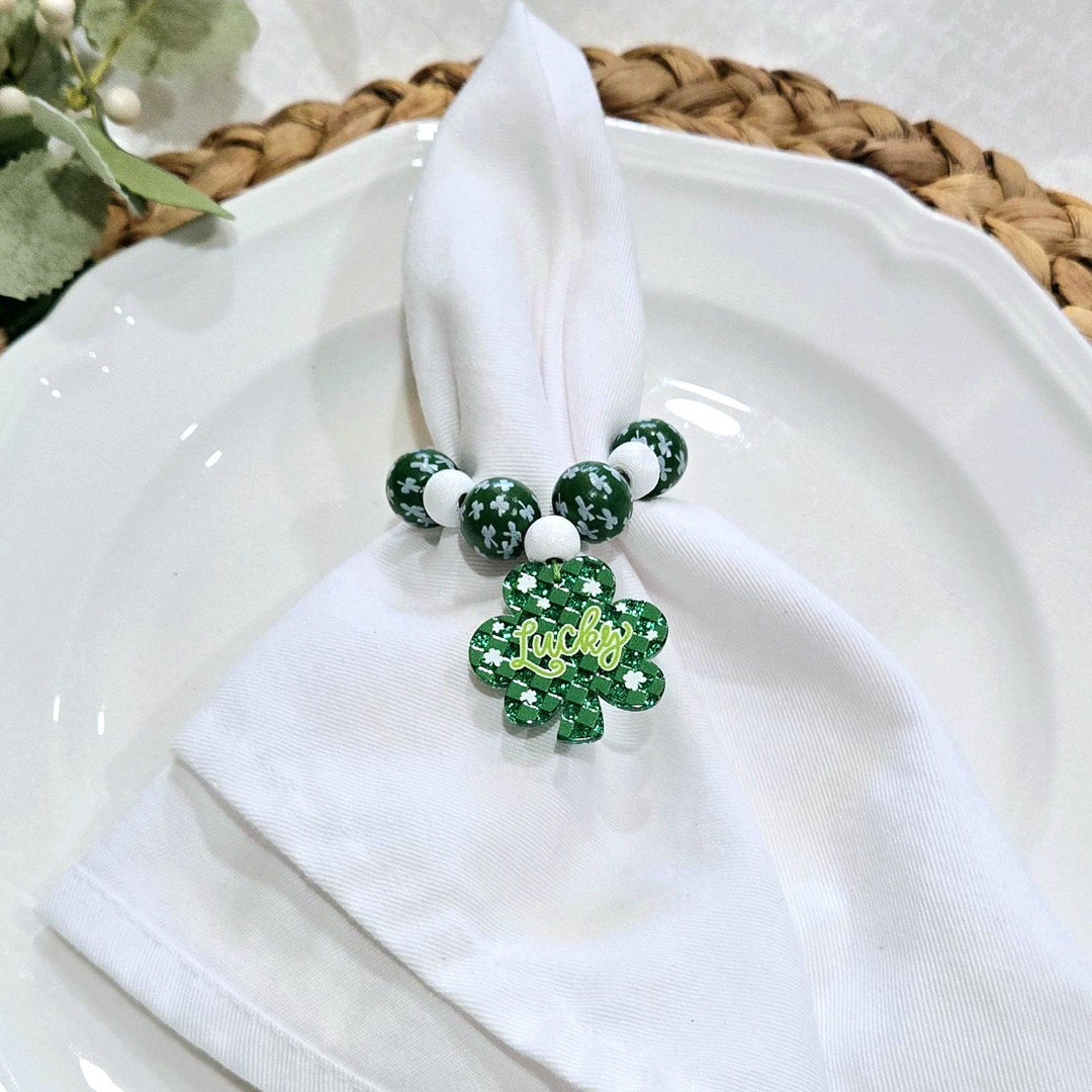 St Patrick Napkin Ring, Shamrock Napkin Holder, Green Clover Irish Home ...