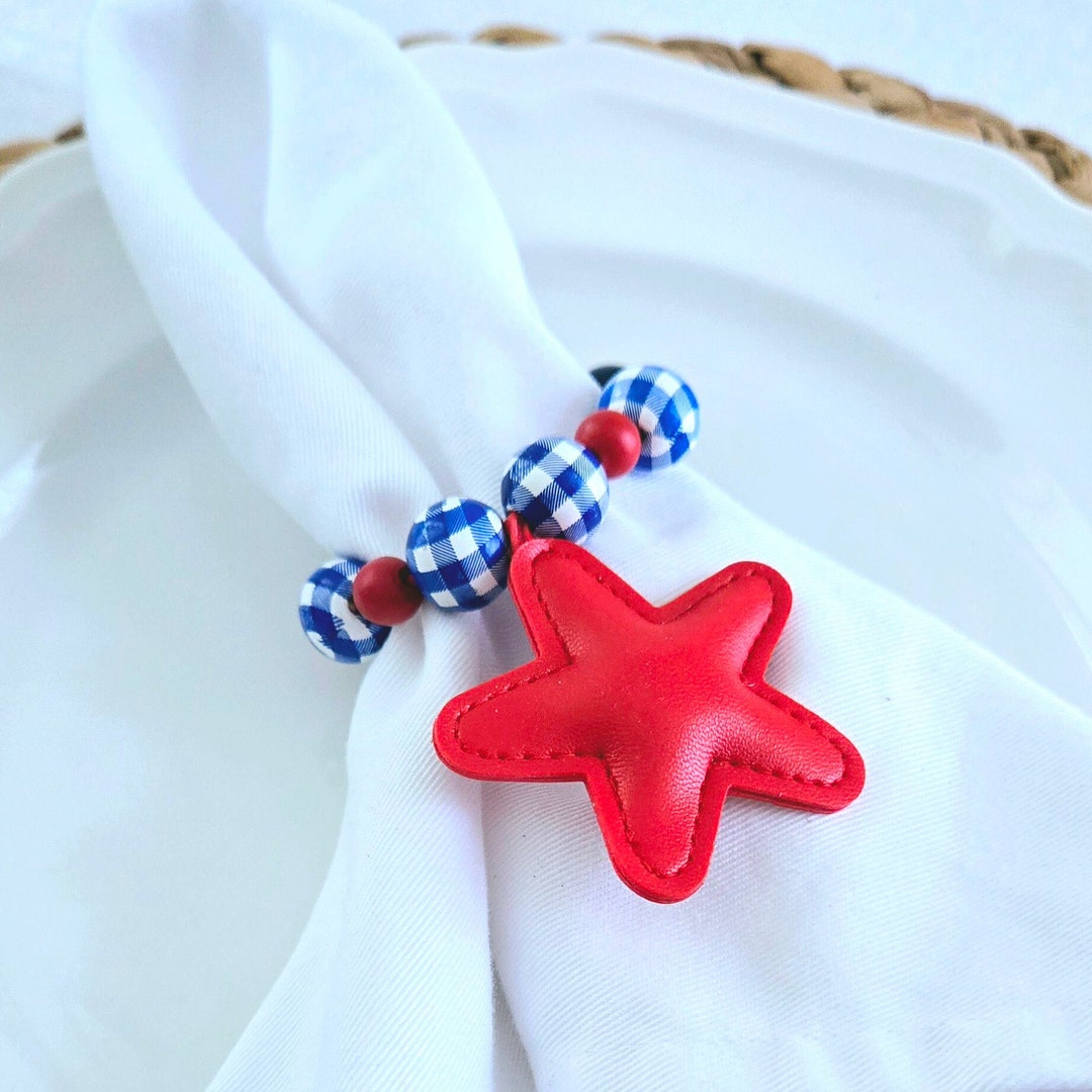 Patriotic Napkin Ring, July 4th Napkin Holder, Red White & Blue USA ...