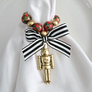 Nutcracker Christmas Napkin Ring, Christmas Napkin Holder, Plaid ...