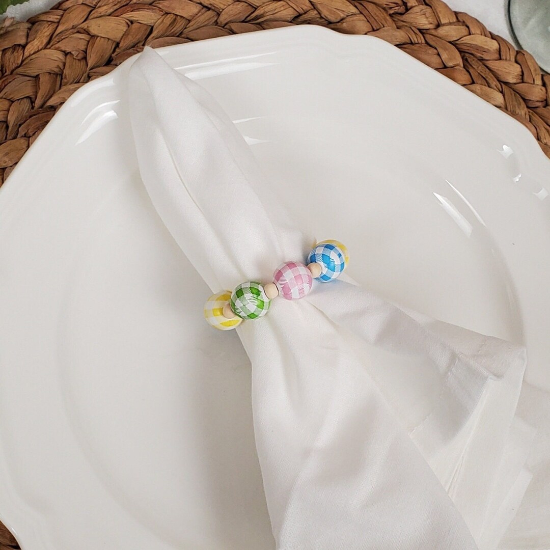 Pastel Napkin Ring, Gingham Bead Napkin Holder, Candy Christmas ...