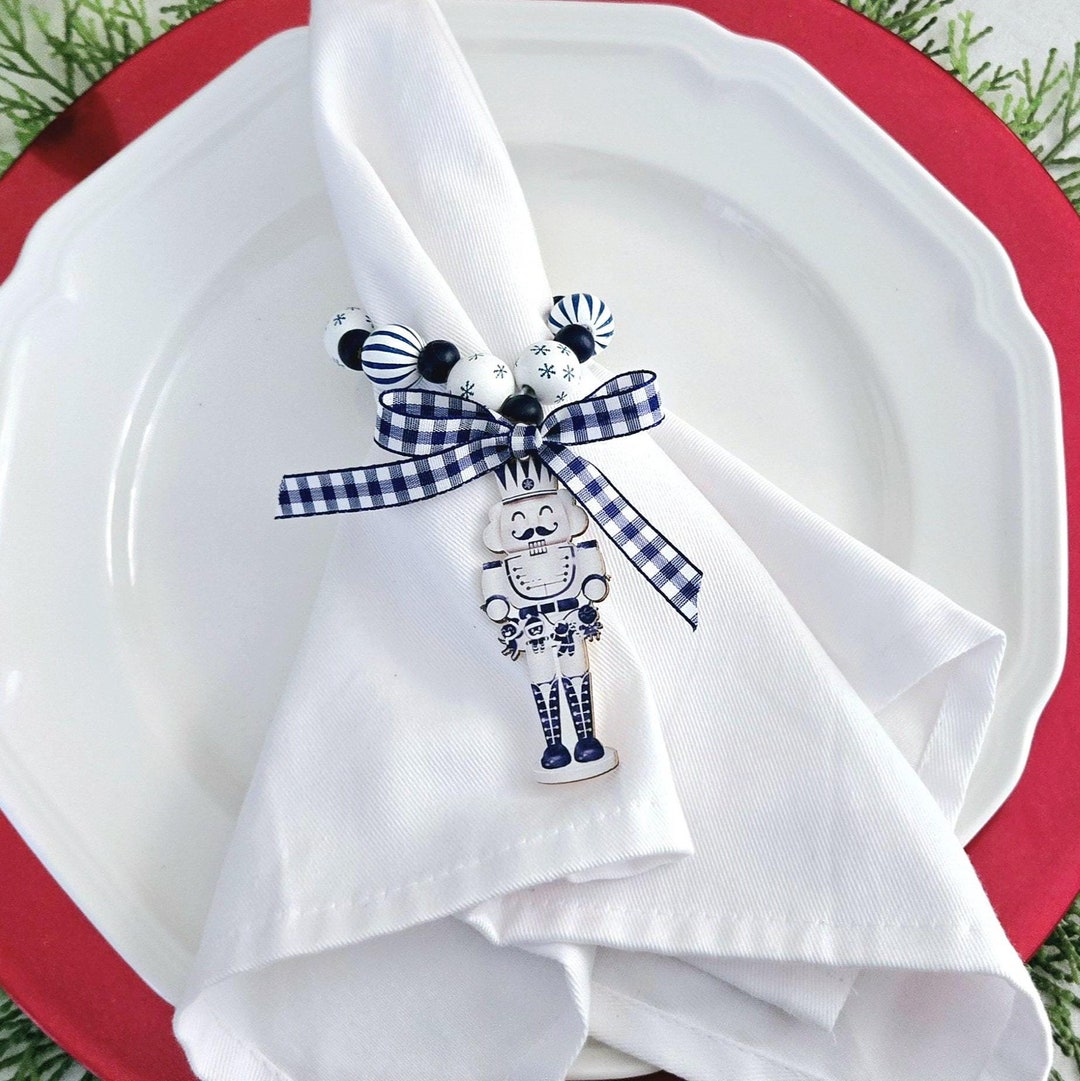 Nutcracker Christmas Napkin Ring, Christmas Napkin Holder, Blue ...