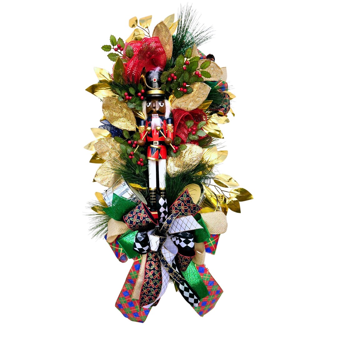 African American Nutcracker Swag for Front Door, Black Nutcracker ...
