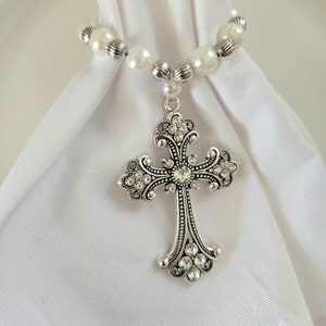 Cross Napkin Ring, Religious Silver Napkin Holder, Christian Home Decor ...