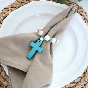 Cross Napkin Ring, Turquoise Napkin Holder, Christian Home Decor ...