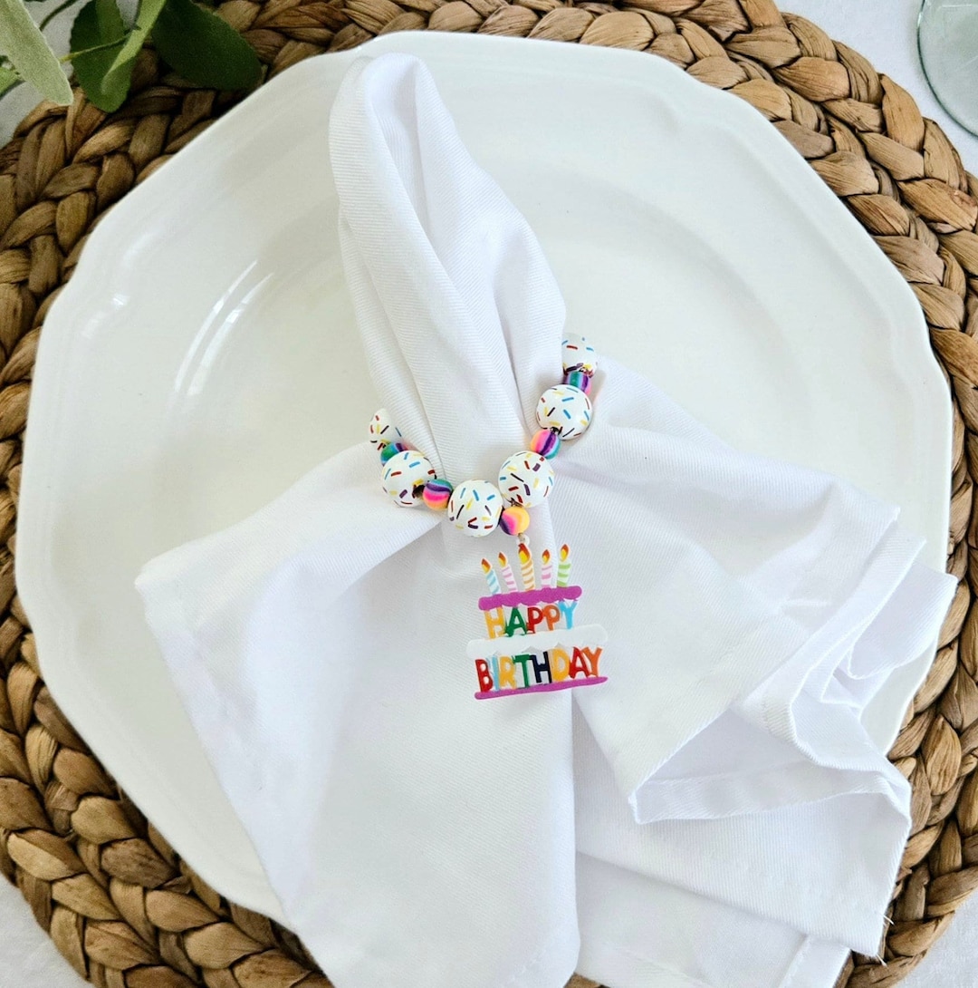 Birthday Napkin Ring, Happy Birthday Napkin Holder, Birthday Party ...