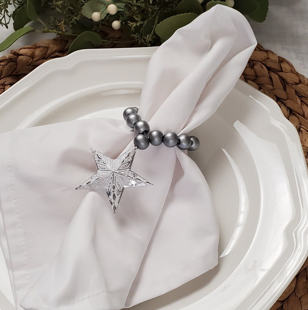 Silver Star Napkin Ring, Christmas Star Napkin Holder, Patriotic July ...