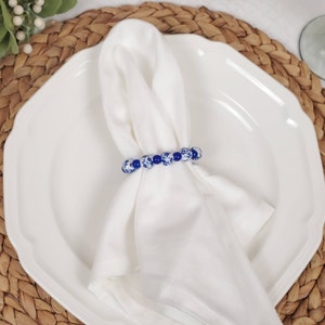 100 Blue and White Floral Napkin Ring, Lot of 100 Napkin Rings, Ceramic ...
