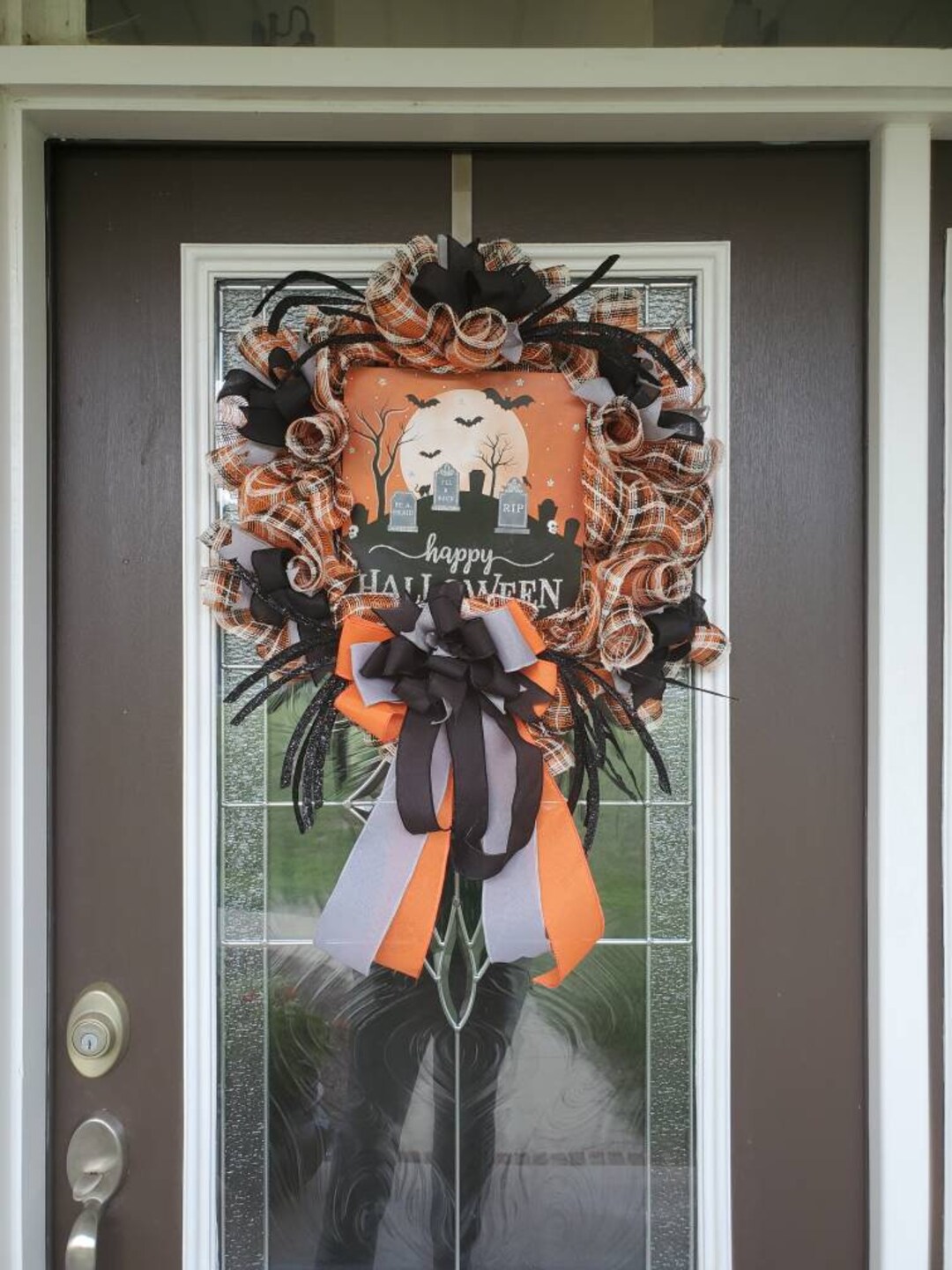Haunted Halloween Wreath for Front Door Simple Spooky Wreath - Etsy