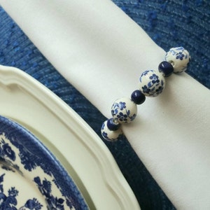 100 Blue and White Floral Napkin Ring, Lot of 100 Napkin Rings, Ceramic ...