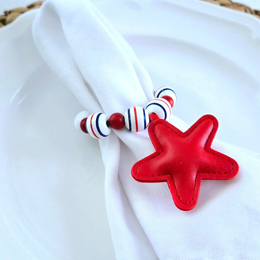 Patriotic Napkin Ring, July 4th Napkin Holder, Red White & Blue USA ...