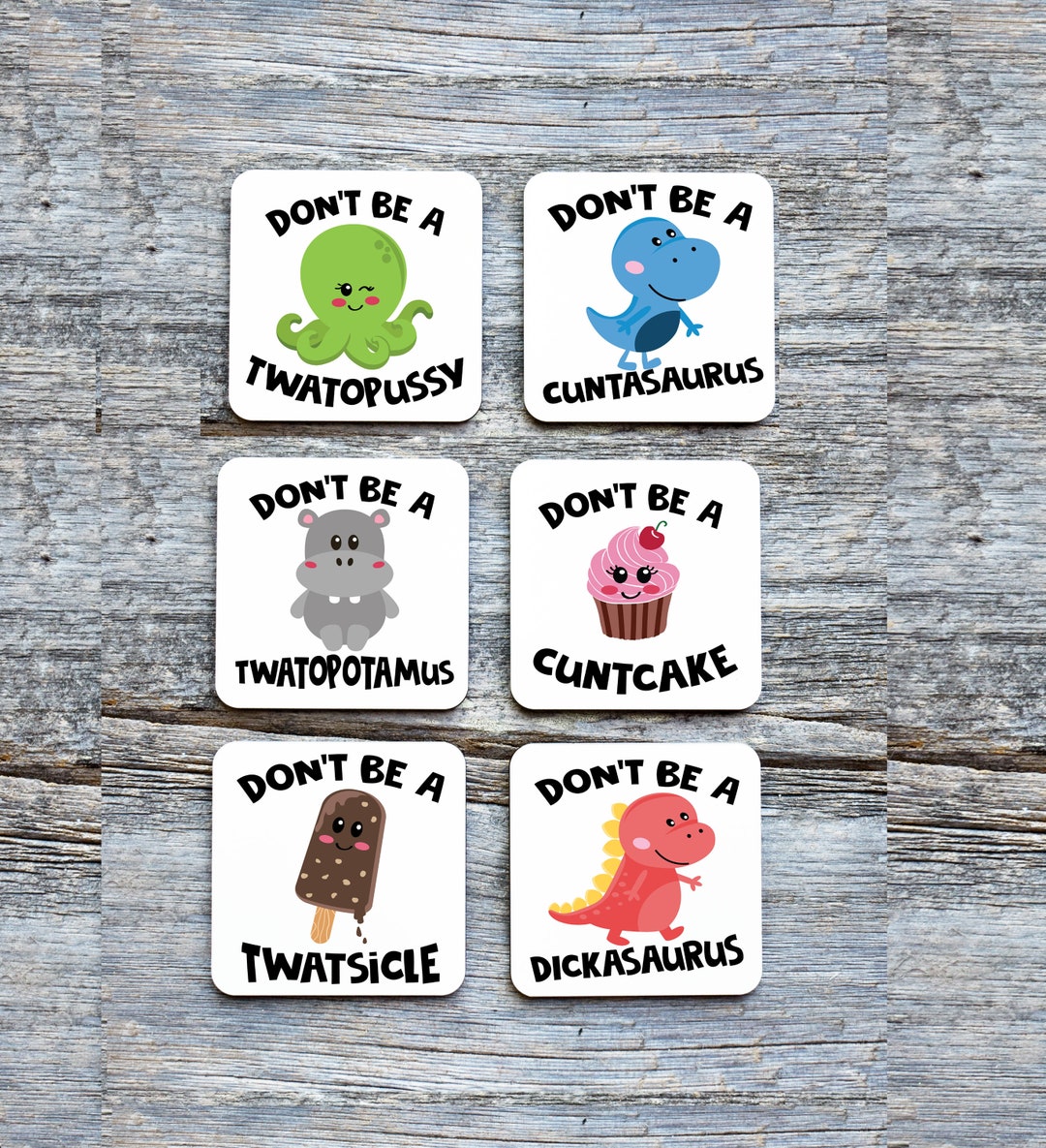 Funny Coasters Set Rude Coasters Gag Gift Inappropriate Coasters Set of ...