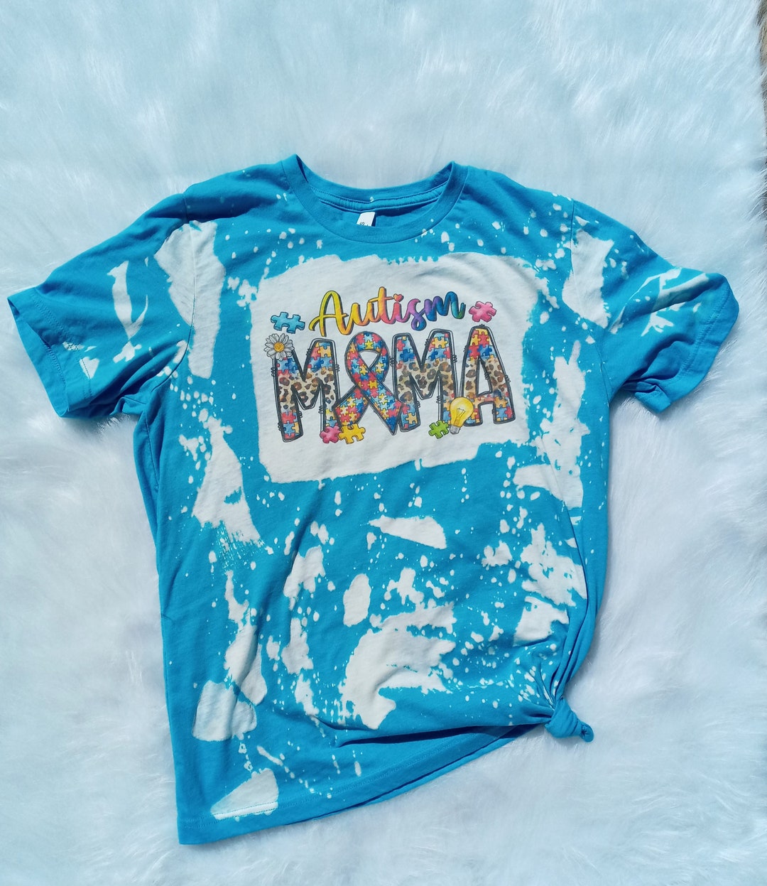 Autistic Mama T-shirt - Autism Awareness - Autism Bleached Shirt ...