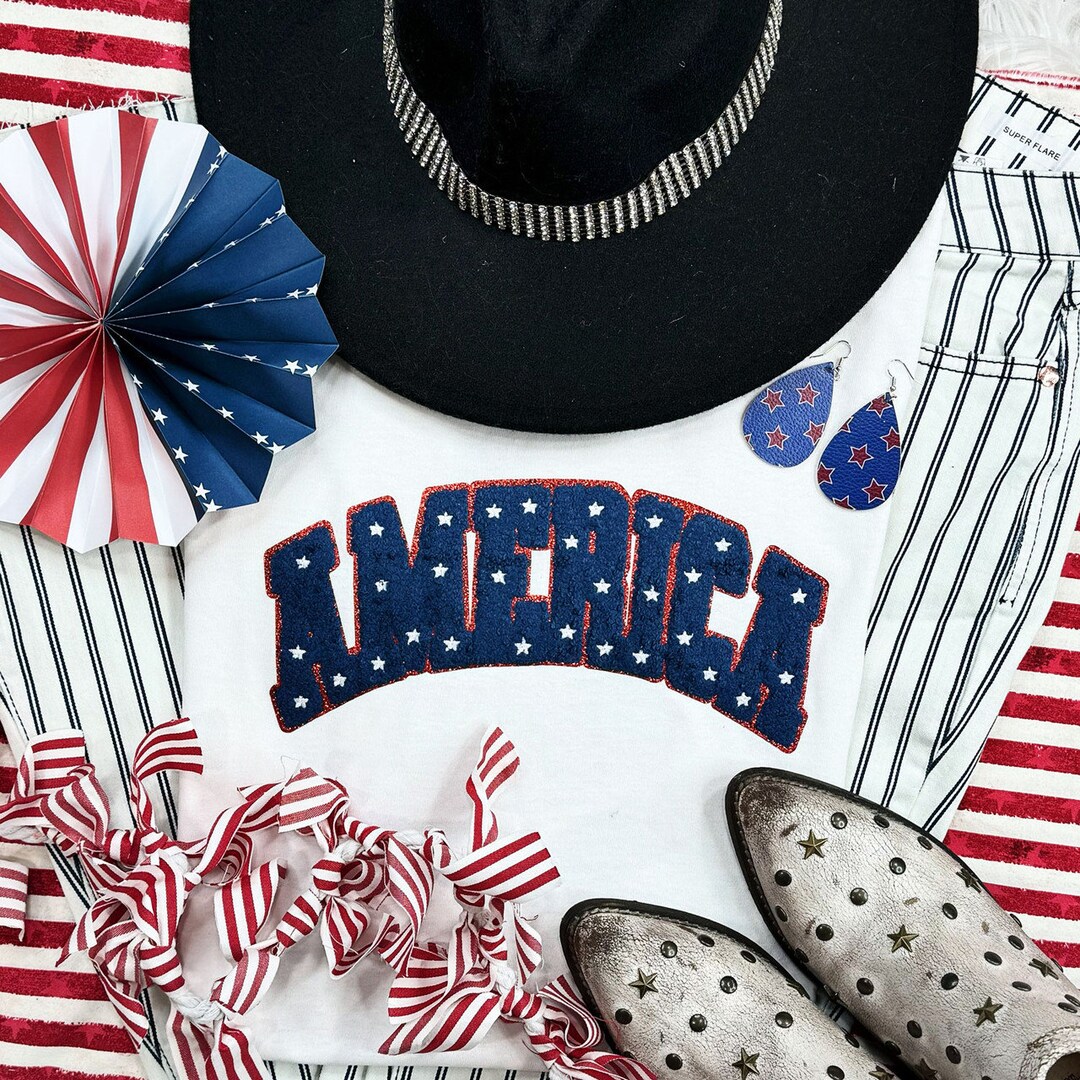 America Chenille Patch Shirt - 4th of July Shirt - America Shirt ...