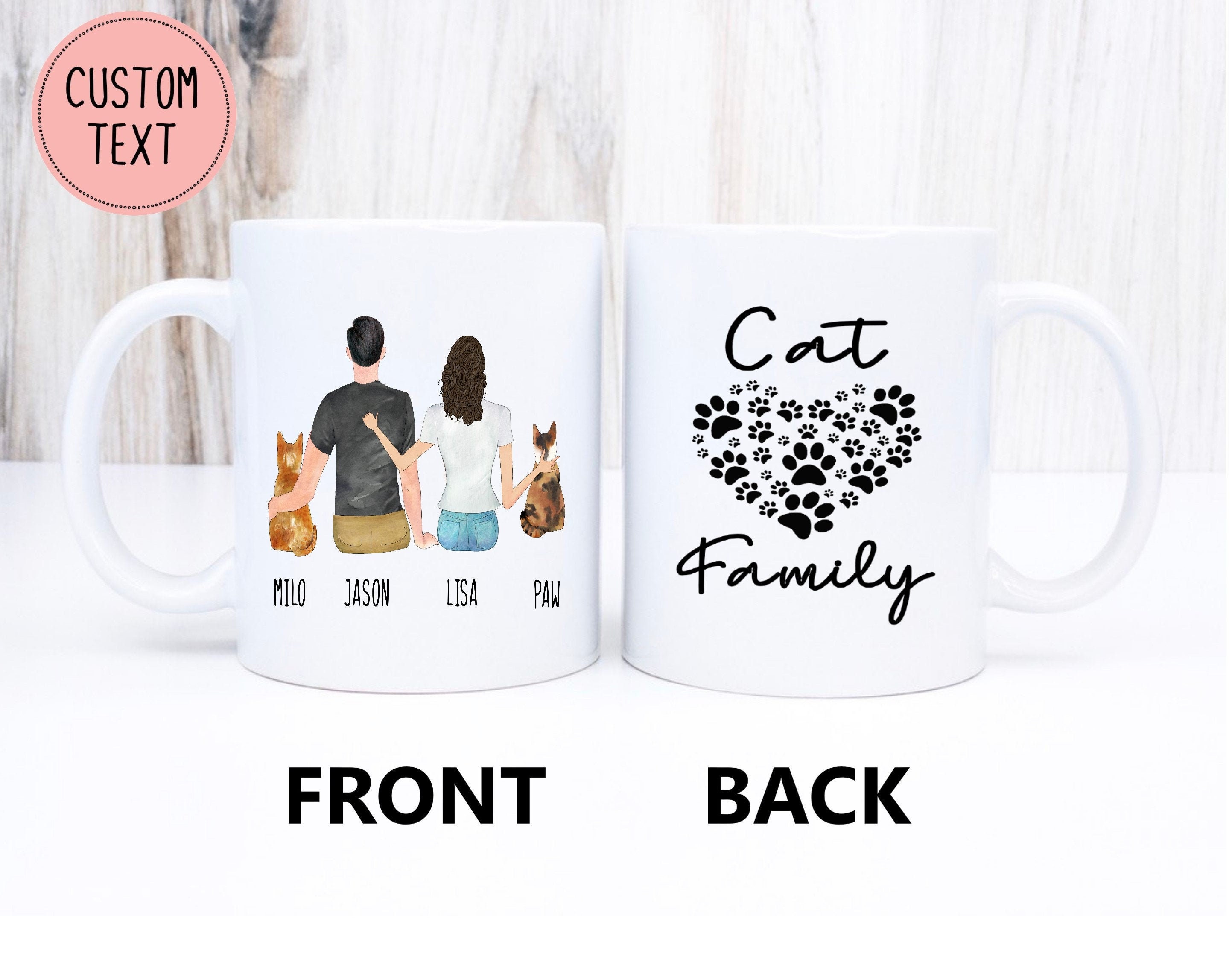 Custom Couple Pet Portrait Mug Cat Family Fur Family Cat | Etsy