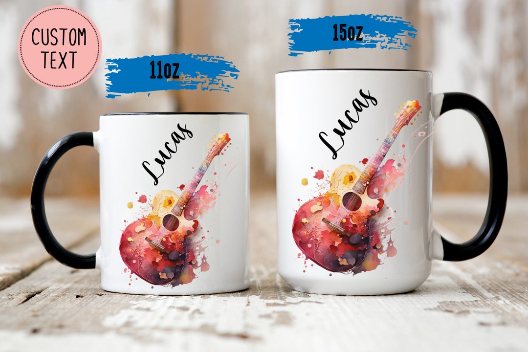 Watercolor Guitar Mug - Guitar Gift - Guitar Player Gift - Music ...