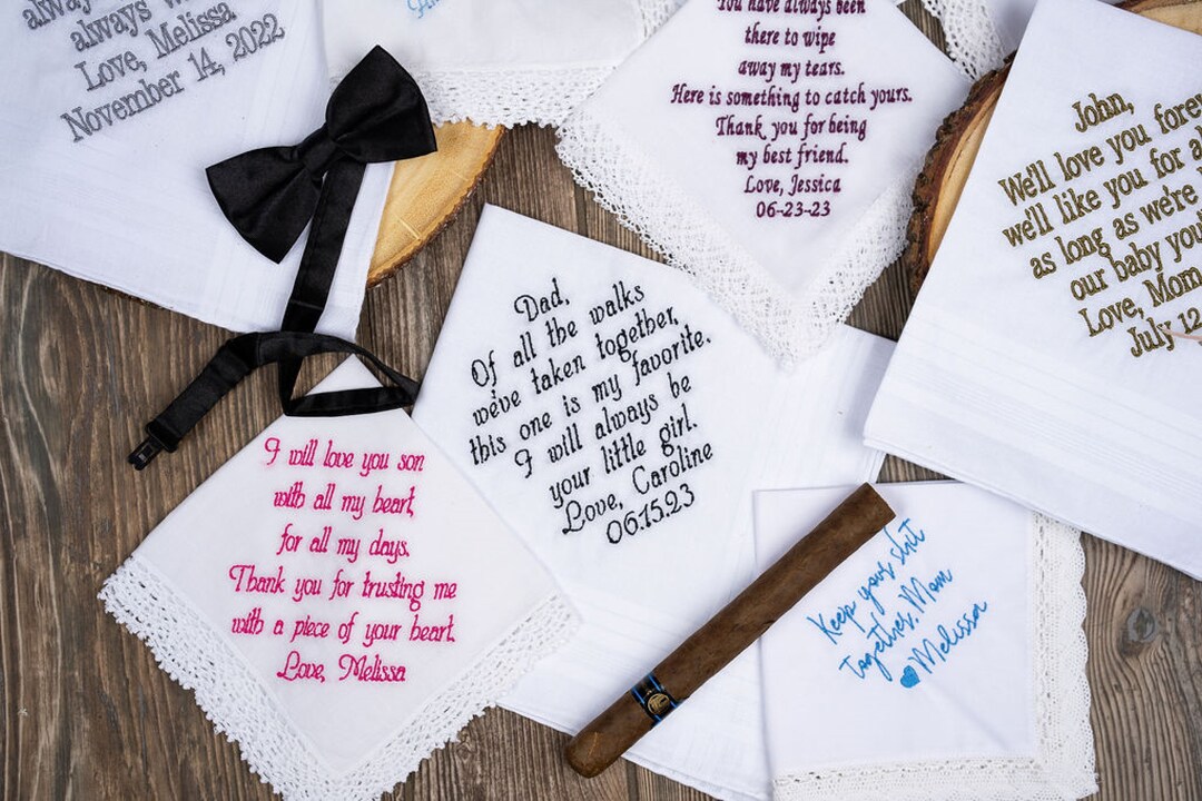 Custom Embroidered Wedding Handkerchiefs - Design Your Own Handkerchief ...
