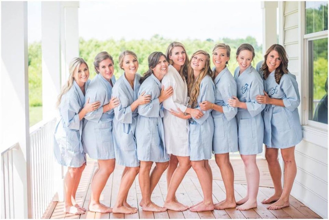 Light Blue Monogrammed Spa Robes Getting Ready Robes Bridal Party Robes ...