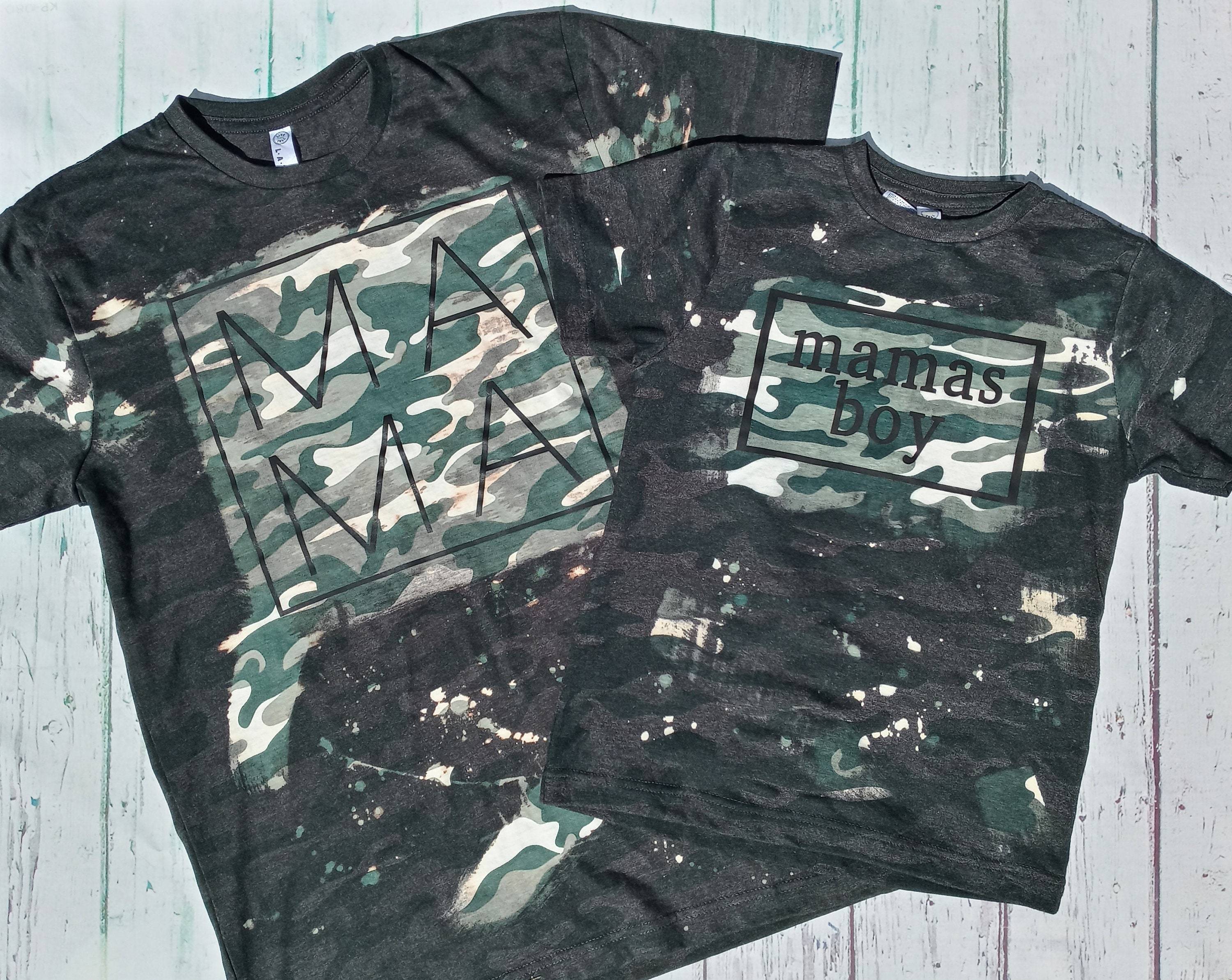 Mama Bleached Green Camo T-shirt Mammas Boy Bleached Shirt - Etsy