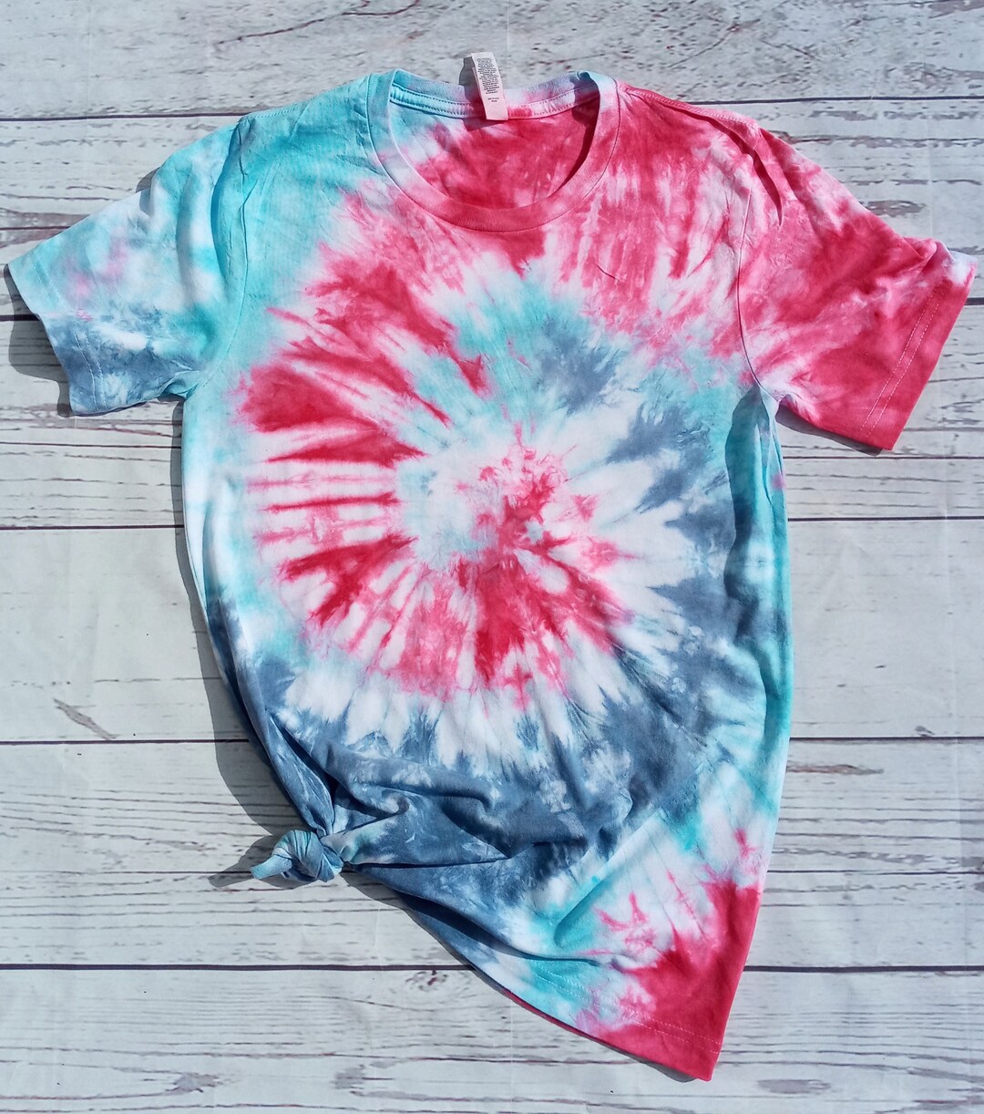 Red White and Blue Tie Dye T-shirt - Tie Dye Shirt - Crumple Tie Dye ...