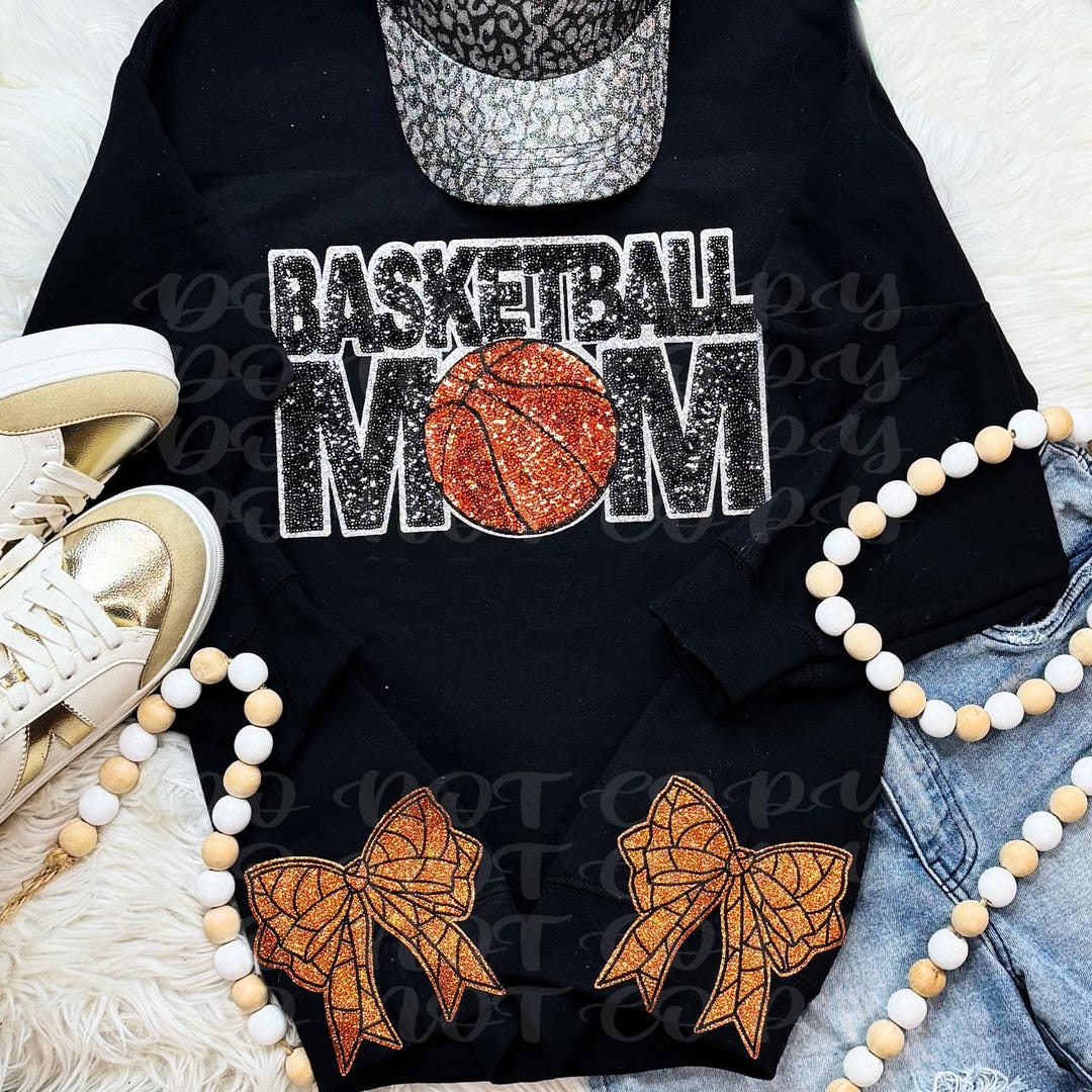 Sequins Basketball Mom Chenille Patch Crewneck Sweatshirt - Chenille ...