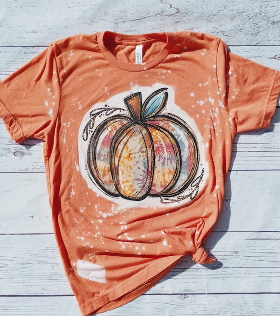 Bleached Colorful Watercolor Pumpkin Shirt Fall Shirts - Etsy